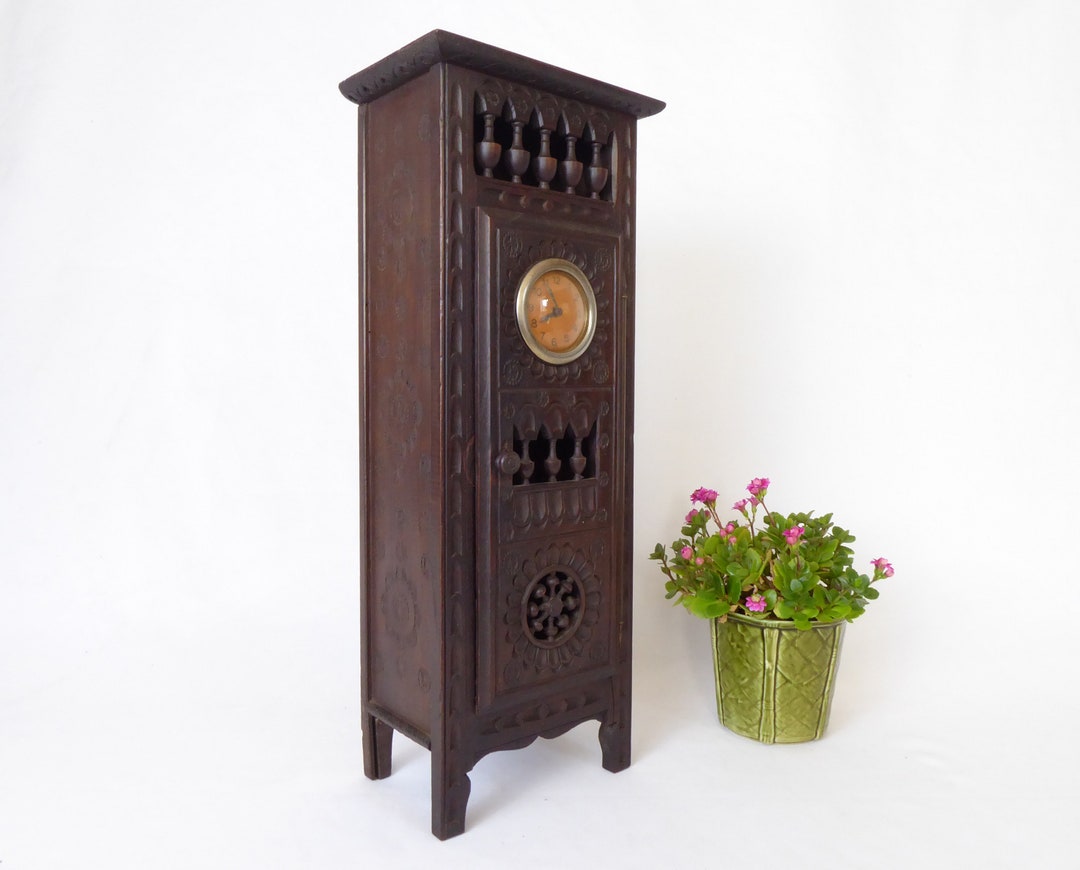 Miniature Breton Quimper Armoire With Clock - Vintage Breton Furniture ...