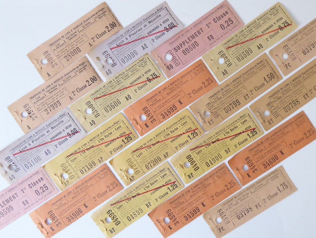 Vintage 1930s Tram Tickets: French Travel Ephemera, Set of 20 - Etsy