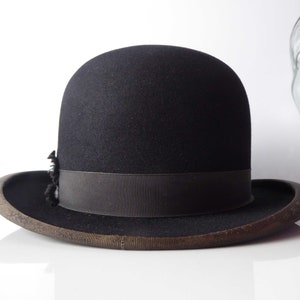 Vintage Black Bowler Hat Billycock or Bob Hat Derby Hat Steampunk Style ...