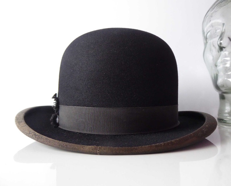 Vintage Black Bowler Hat Billycock or Bob Hat Derby Hat - Etsy