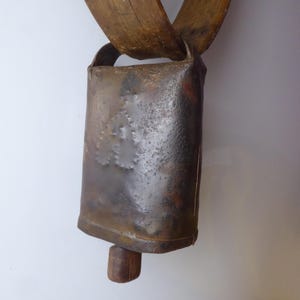 Large Rustic Cow Bell on A Bentwood Collar - Primitive Bell - Farmhouse ...