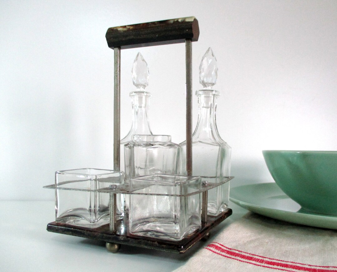 Bakelite Condiment Holder - French Antique Cruet Set - 5 Piece ...