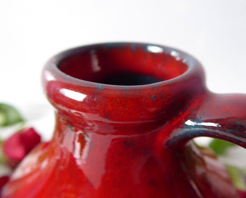Vintage Jasba Keramik Vase: West German Art Pottery, Red & Blue - Etsy