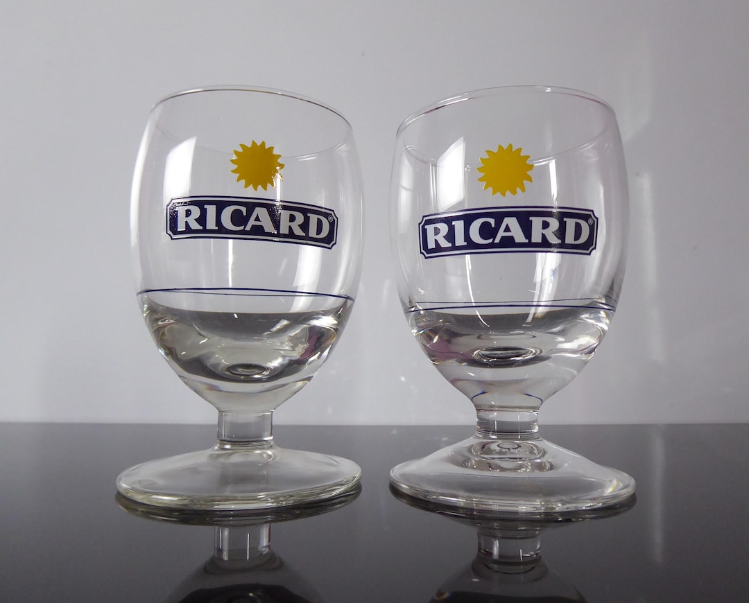 Pair of Ricard Apéritif Glasses Ricard Logo Pernod Ricard Glass Vintage ...