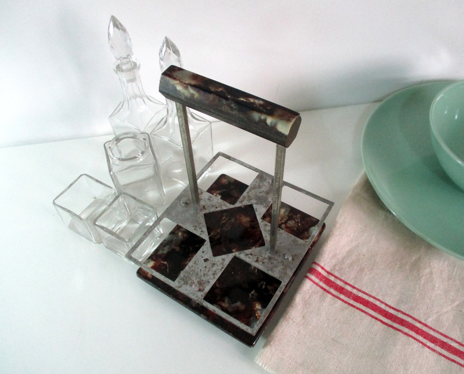 Bakelite Condiment Holder French Antique Cruet Set 5 Piece - Etsy