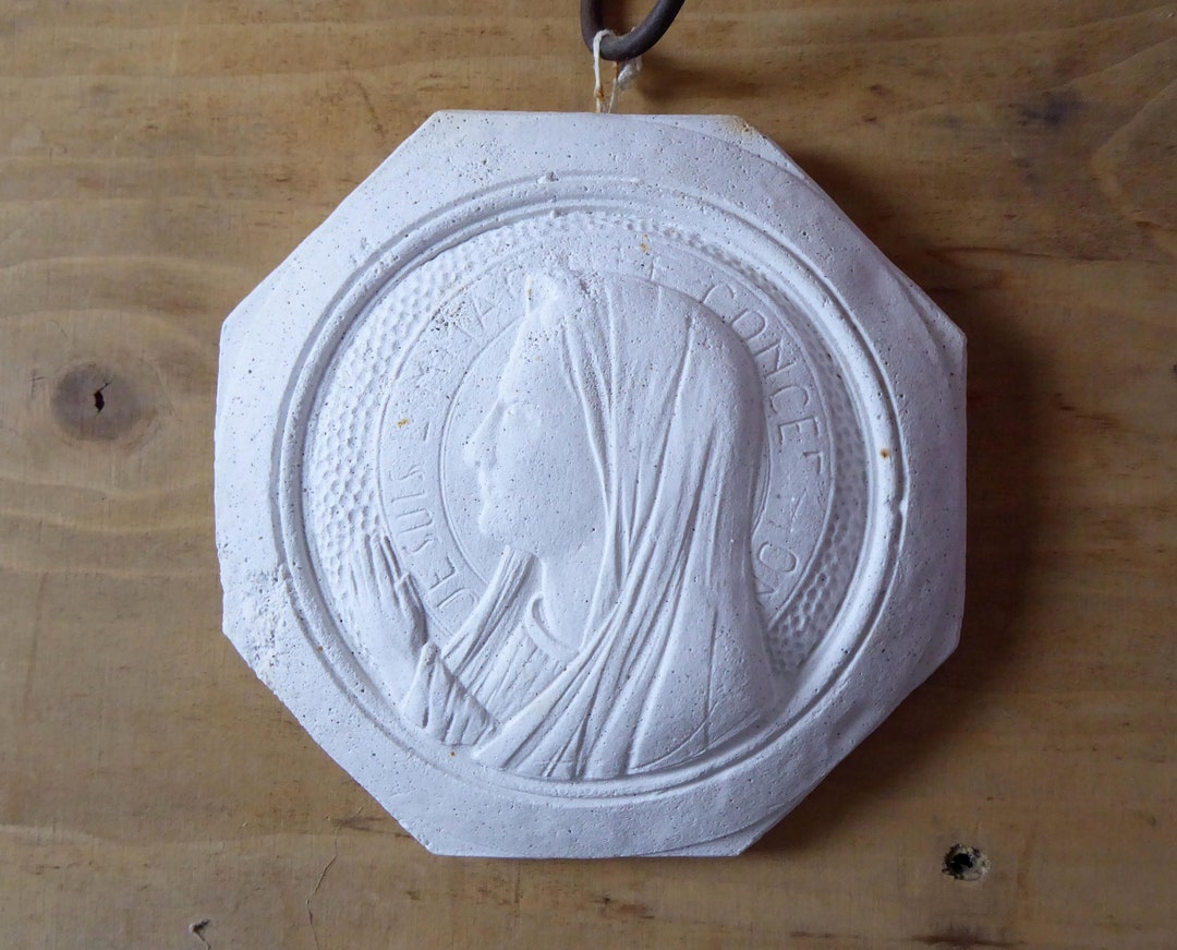 The Immaculate Conception - Religious Plasterwork Plaque - Vintage ...