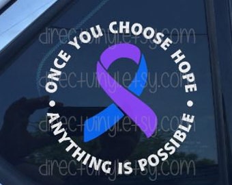 YOU CHOOSE TEXT Purple and Blue Awareness Ribbon Hero/Flower | Etsy