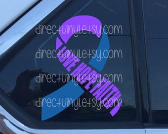 YOU CHOOSE TEXT Purple and Blue Awareness Ribbon Hero/Flower | Etsy