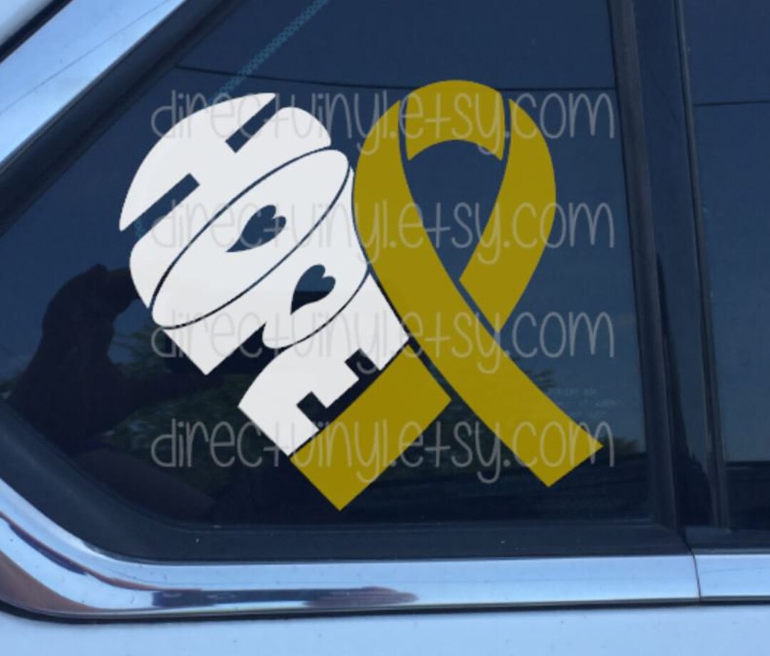 Metallic Gold Awareness Ribbon Hope Heart Window Decal (childhood ...
