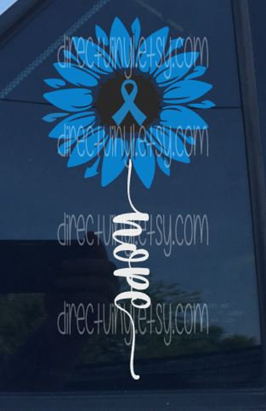 Blue Ribbon Hope Flower Decal (apraxia, Child Abuse, Colon Cancer ...