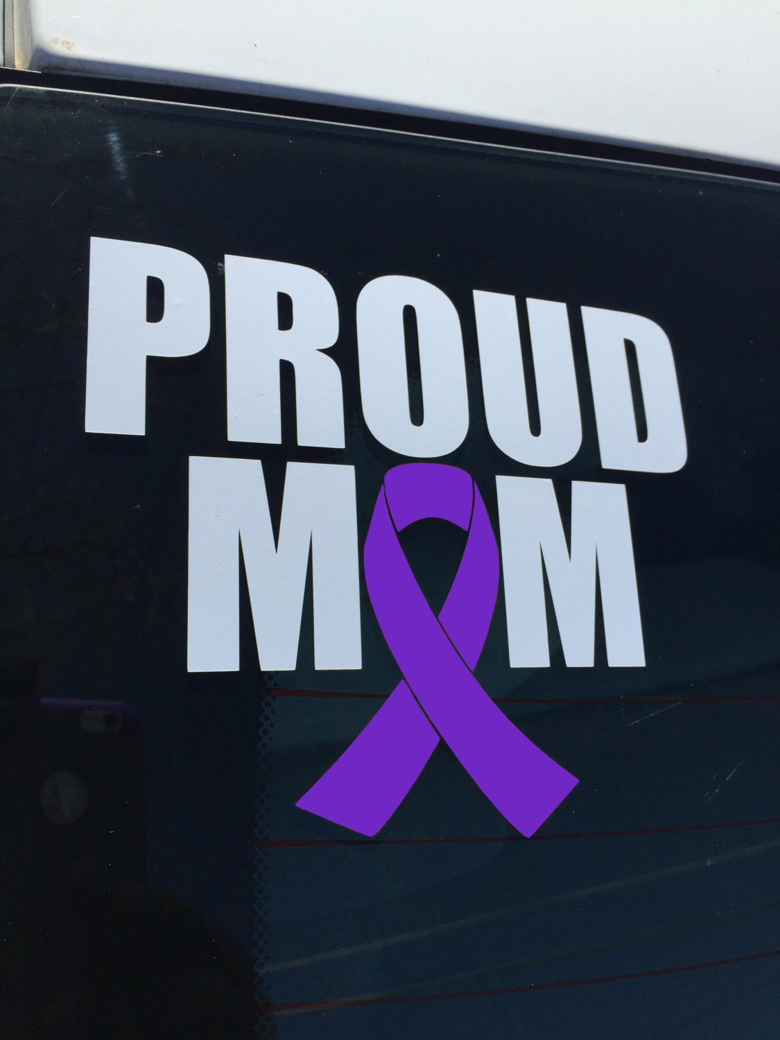 PROUD MOM Purple Awareness Ribbon Vinyl Decal (epilepsy, Lupus, Cystic ...