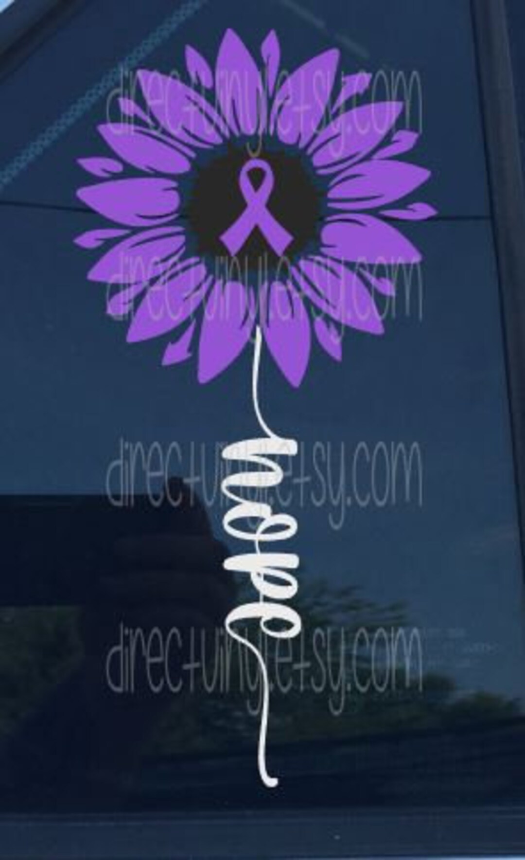 Purple Ribbon Hope Flower Decal (lupus, Craniosynostosis, Epilepsy ...