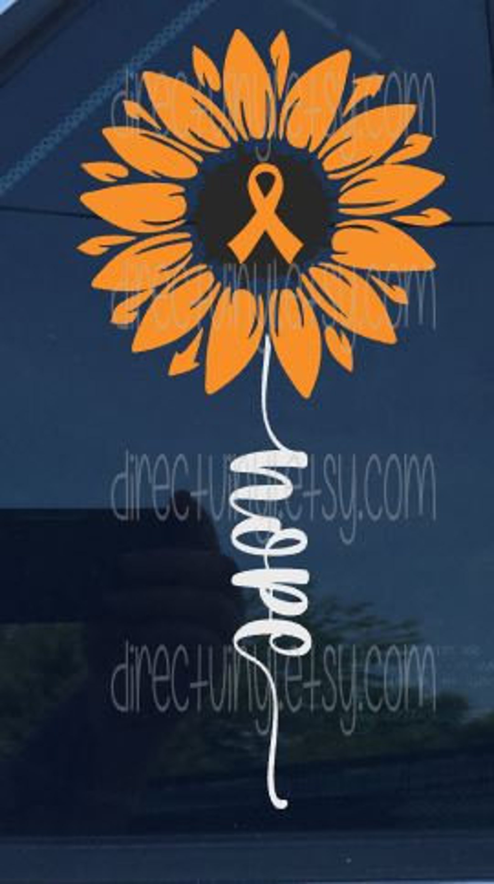 Orange Awareness Ribbon Hope Flower Decal (kidney Cancer, Kidney ...