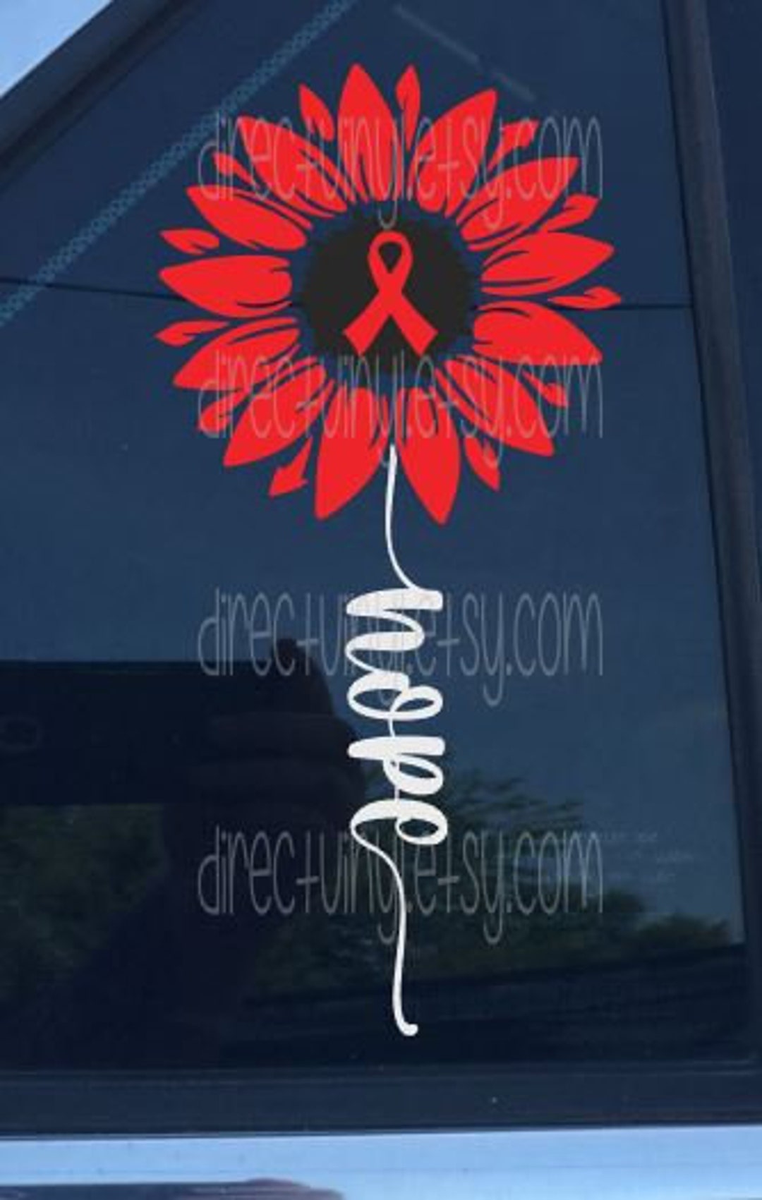 Red Awareness Ribbon Hope Flower Decal (EB, AIDS, CHD, Aplastic Anemia ...