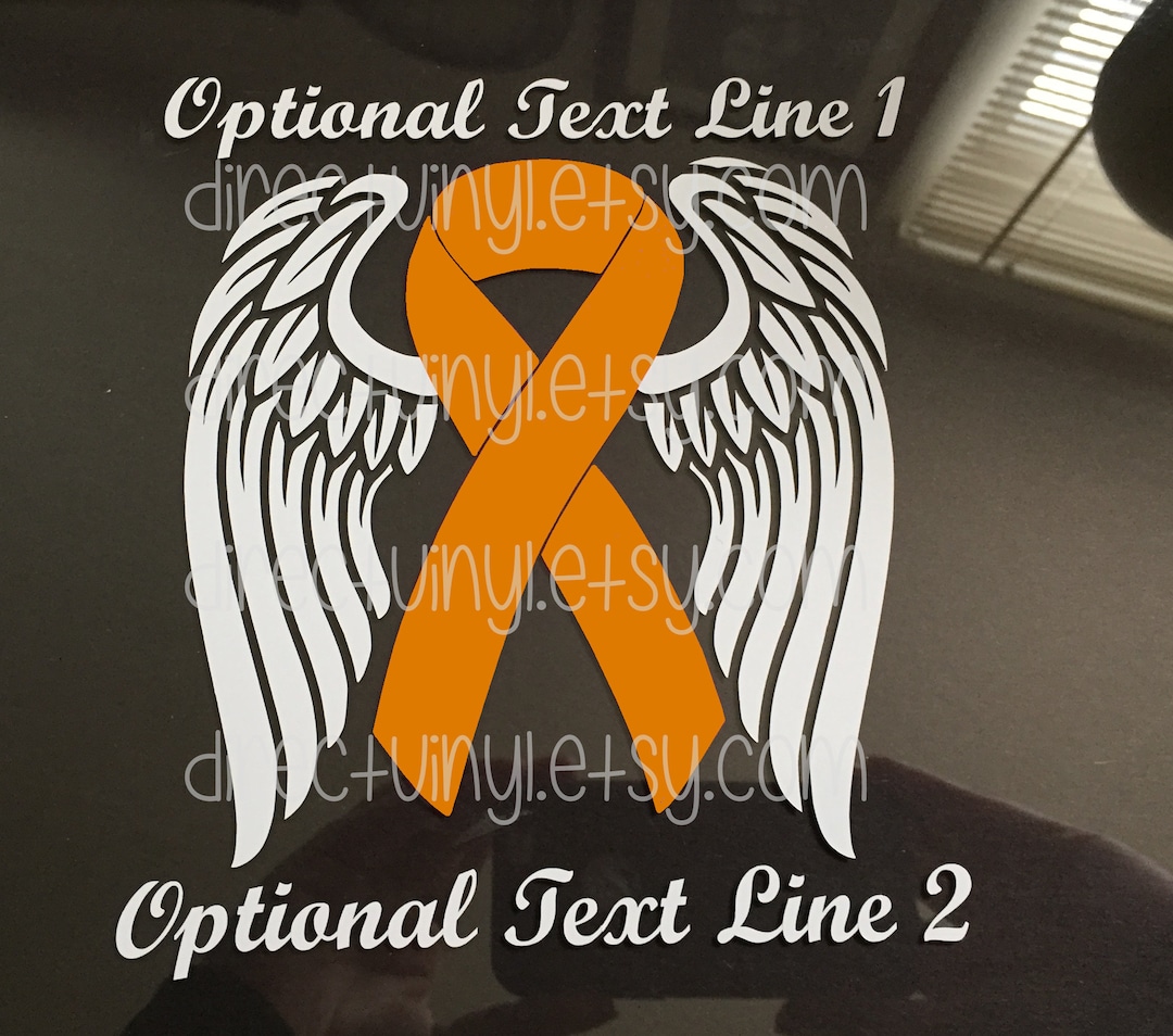 Orange Awareness Ribbon Angel Wing Window Decal (kidney Cancer, Kidney ...