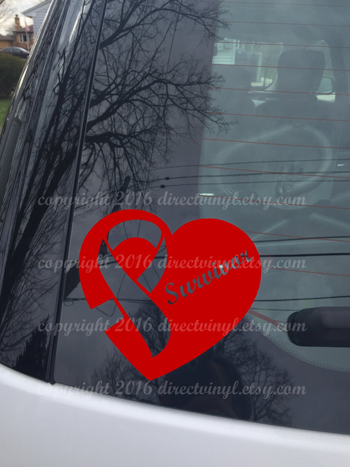YOU CHOOSE TEXT Red Awareness Ribbon Survivor Heart Decal (eb, Chd ...
