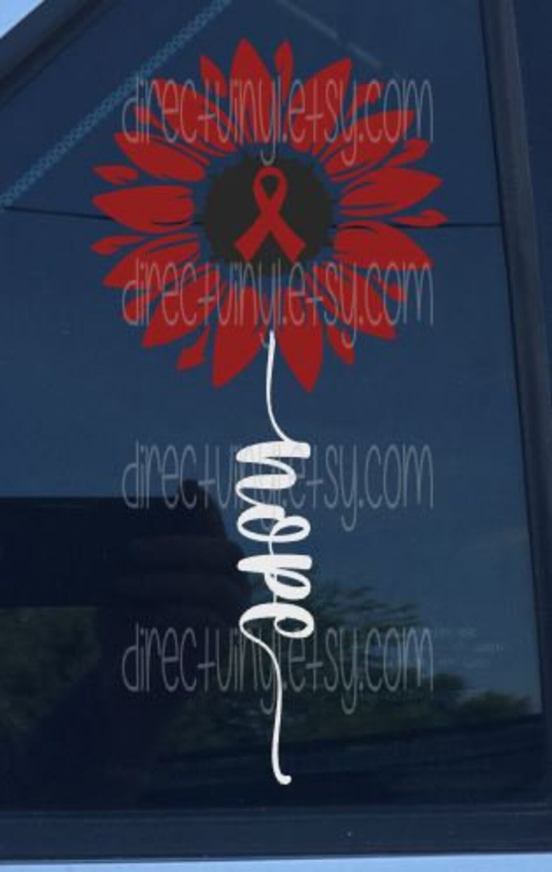 Burgundy Ribbon Hope Flower Decal (brain Aneurysm, Multiple Myeloma ...