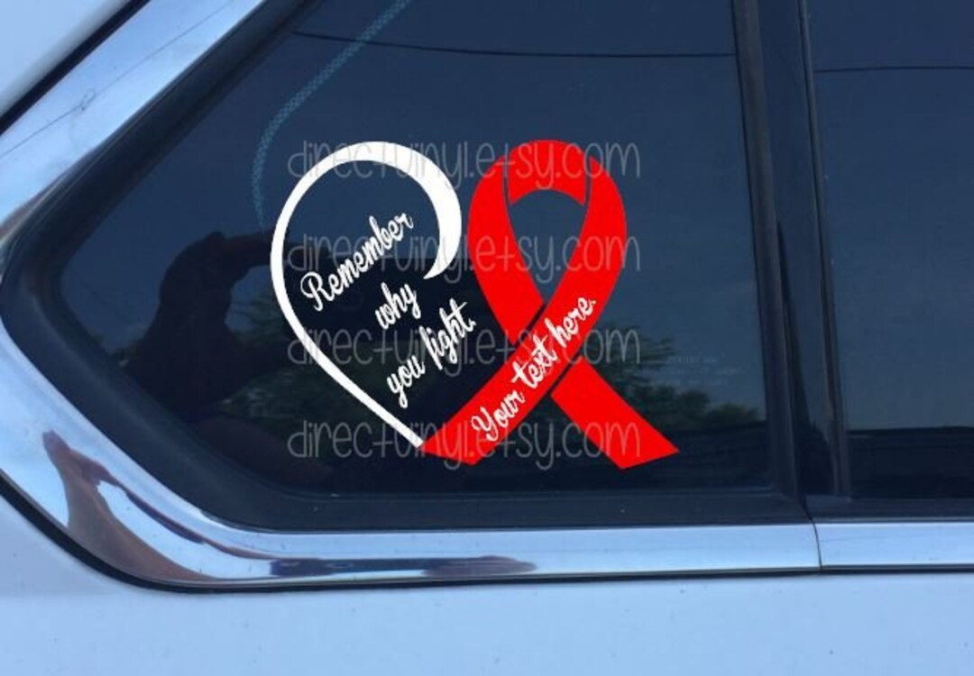 Red Awareness Ribbon Fight Heart Window Decal (EB, AIDS, CHD, Aplastic ...