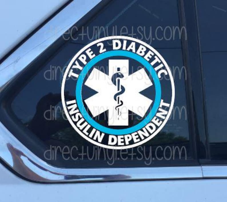 Type 2 Diabetes Medical Alert Vinyl Car Window Decal - Etsy