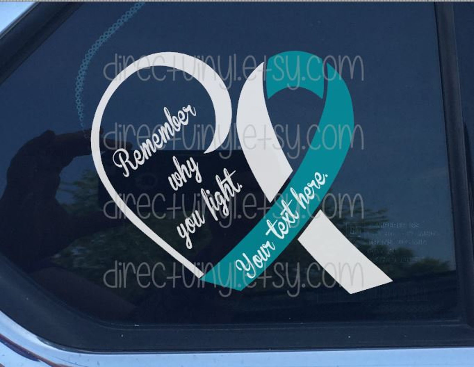 Teal and White Awareness Ribbon Fight Heart Window Decal cervical ...