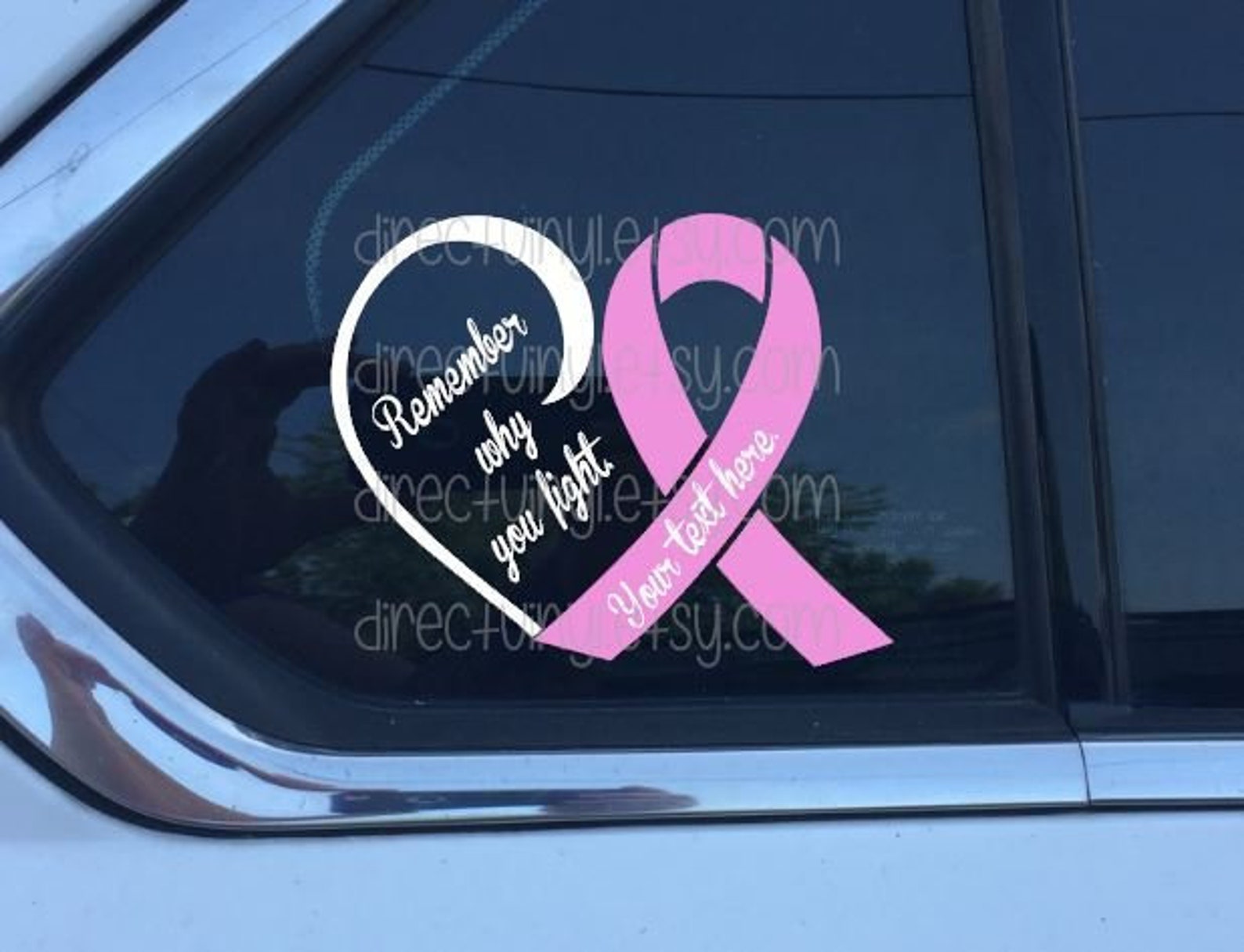 Pink Breast Cancer Awareness Ribbon Fight Heart Window Decal - Etsy