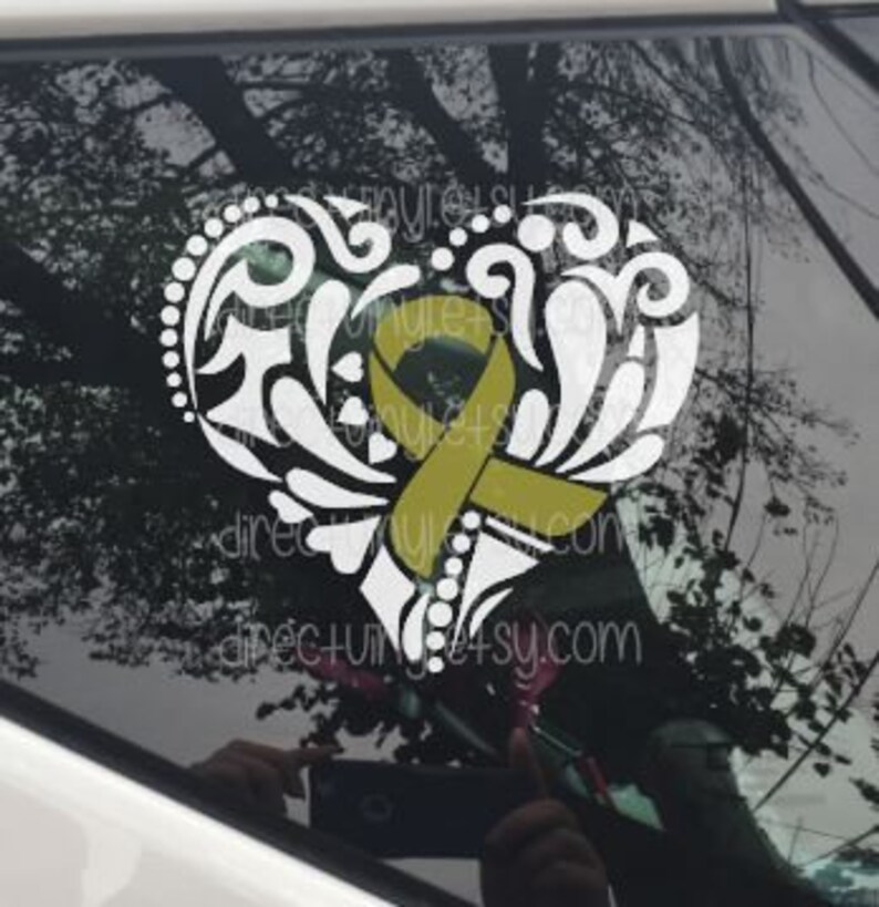 Metallic Gold Awareness Ribbon Tribal Heart Window Decal - Etsy