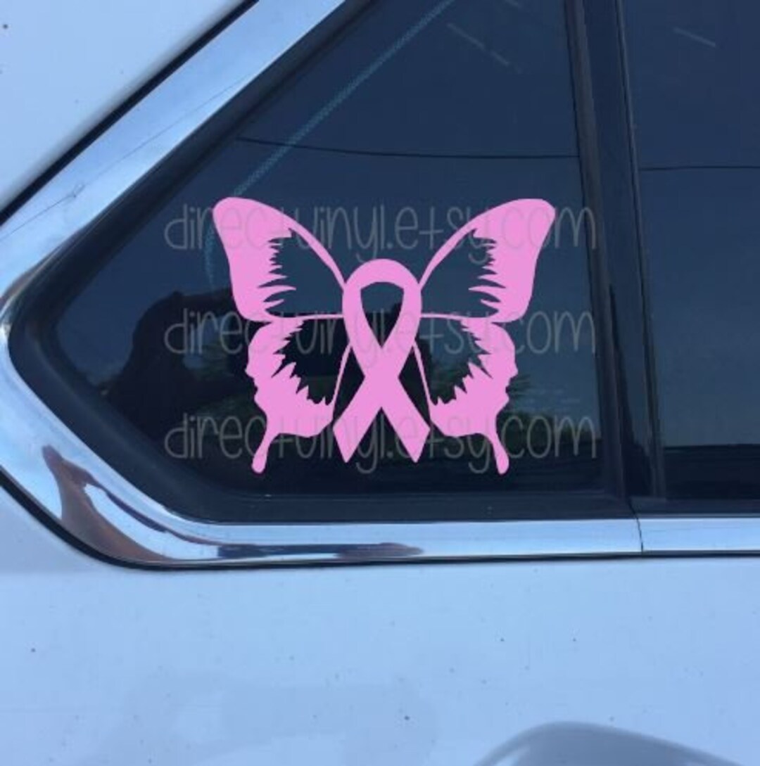 Pink Awareness Ribbon Butterfly Window Decal Breast Cancer - Etsy