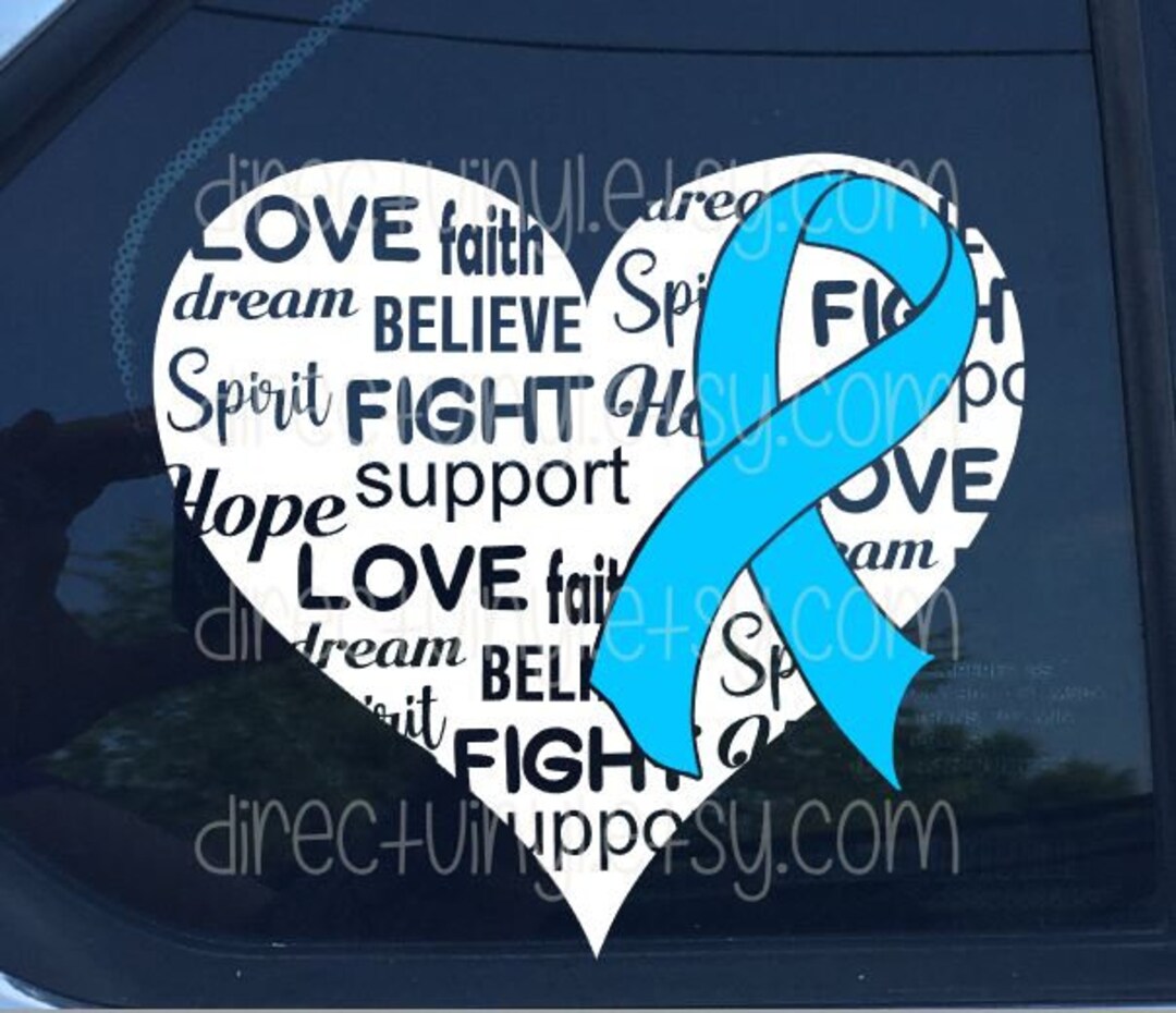 Light Blue Awareness Ribbon Fancy Heart Window Decal (cushing Syndrome ...