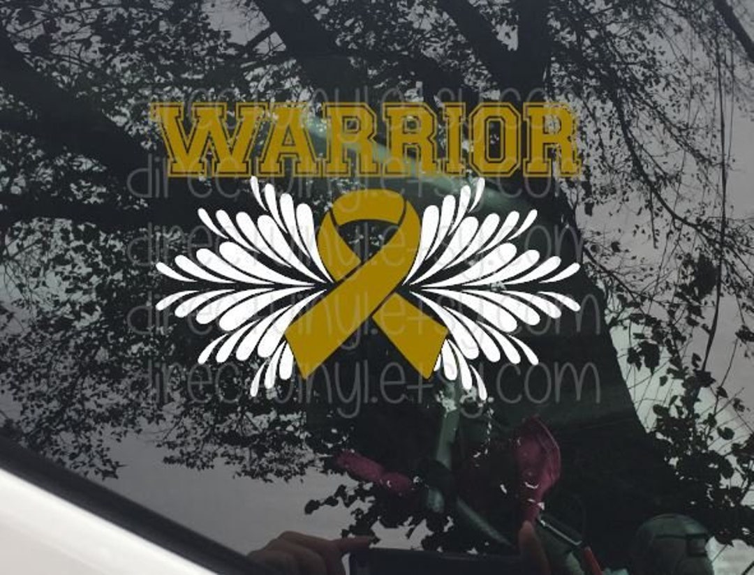 Metallic Gold Ribbon Warrior Vinyl Decal(childhood Cancer ...
