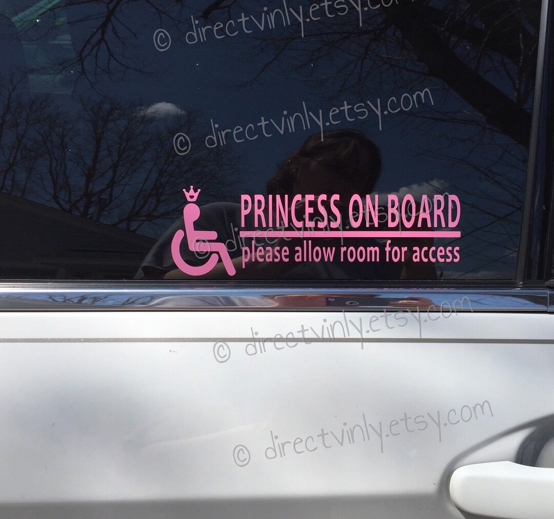 Princess on Board Wheelchair Access Window Decal (you Choose Color) - Etsy
