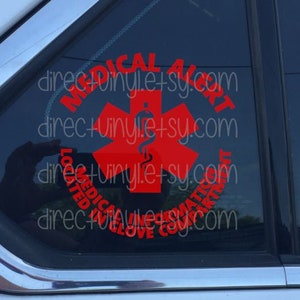 YOU CHOOSE TEXT Special Needs/ Medical Alert Car Window Decal ...