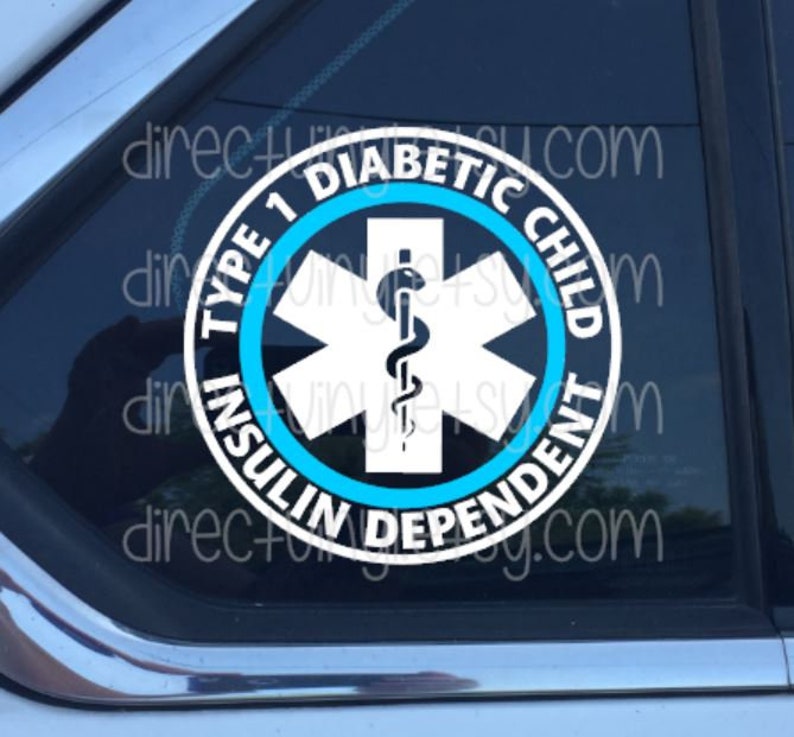 Type 1 Diabetic Child Medical Alert Vinyl Car Window Decal - Etsy