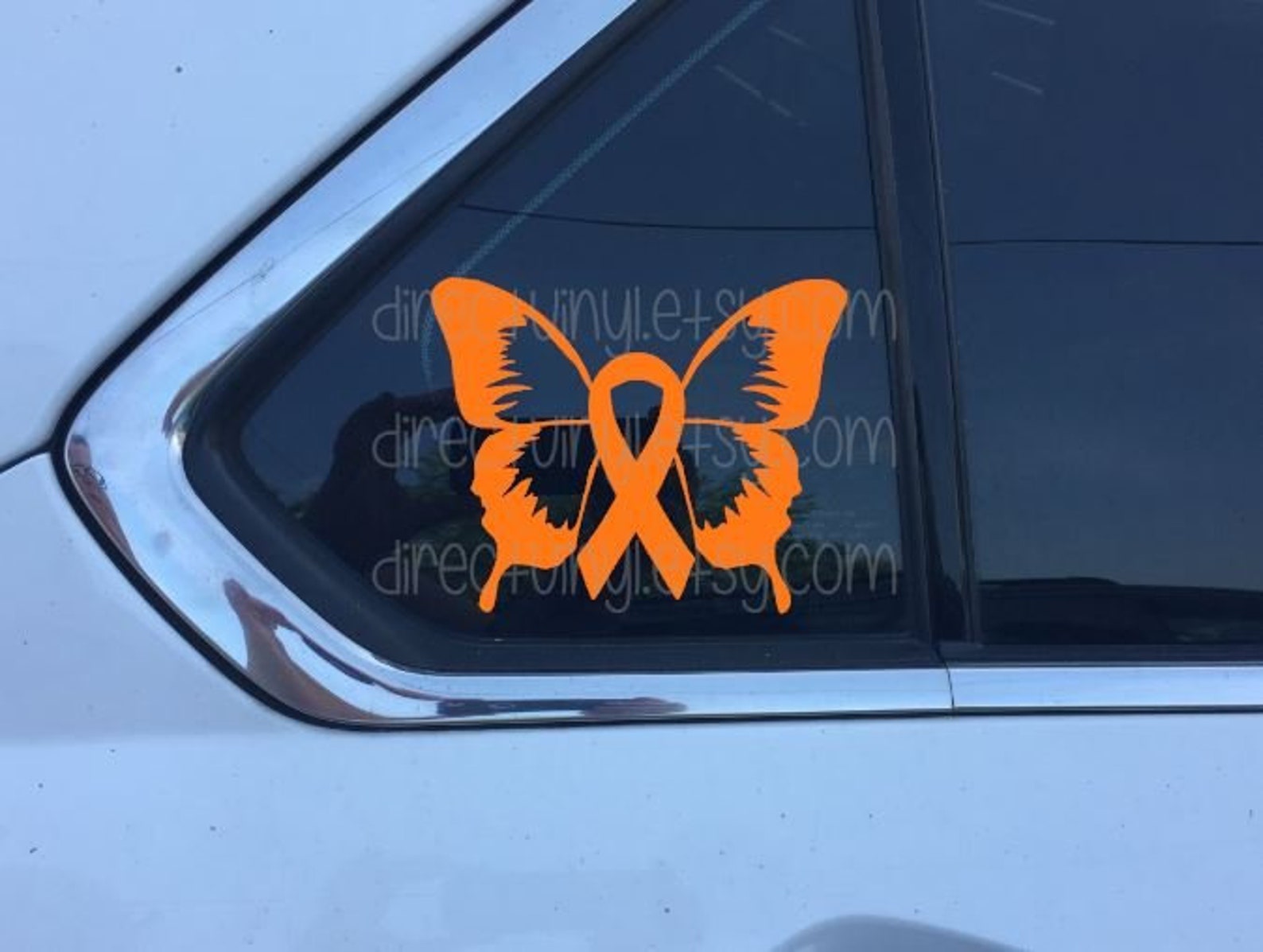 Orange Awareness Ribbon Butterfly Window Decal kidney Cancer - Etsy