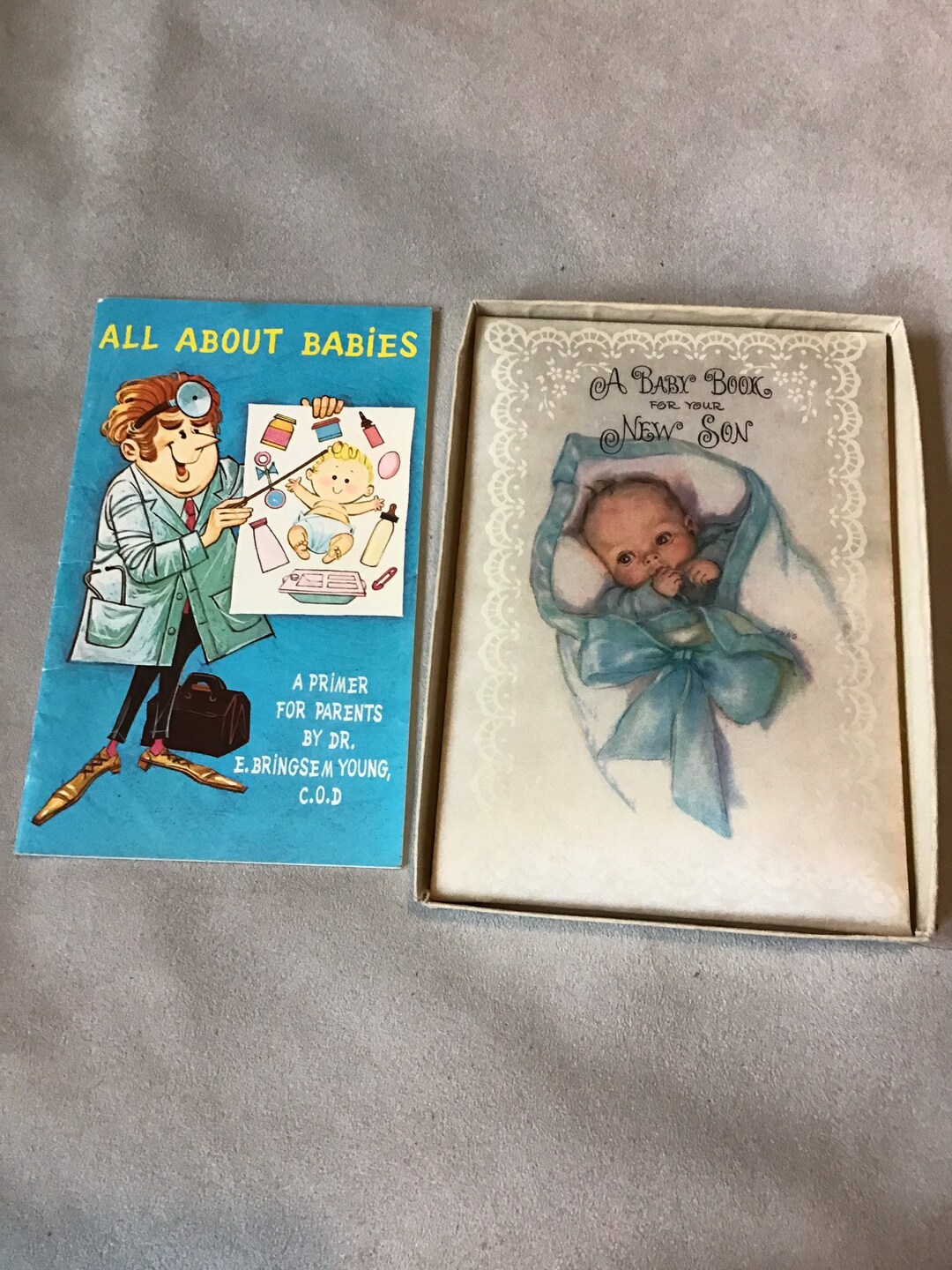 1970s Vintage a Baby Boy Fabric Card Booklet and All About Babies ...