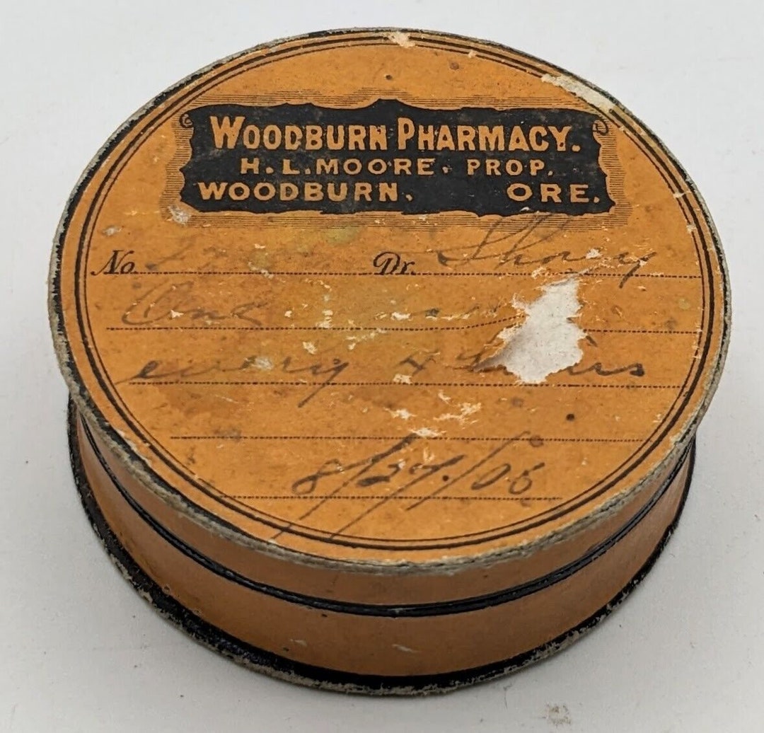 Antique 1906 Small Prescription Pill Box Orange Printed - Etsy