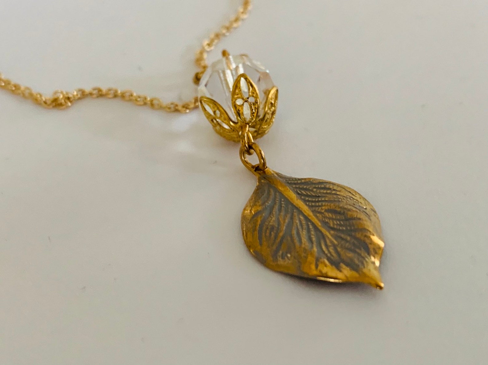 Antique Gold Leaf Pendant | Etsy