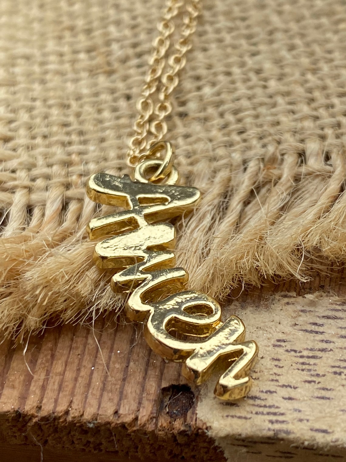 Amen Charm Necklace Gold Charm Necklace Religious Necklace | Etsy