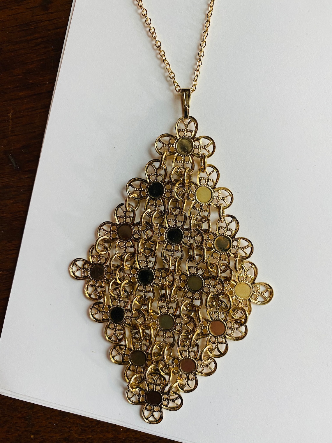 Gold Flower Necklace 14k Gold Necklace Retro Style Drop | Etsy