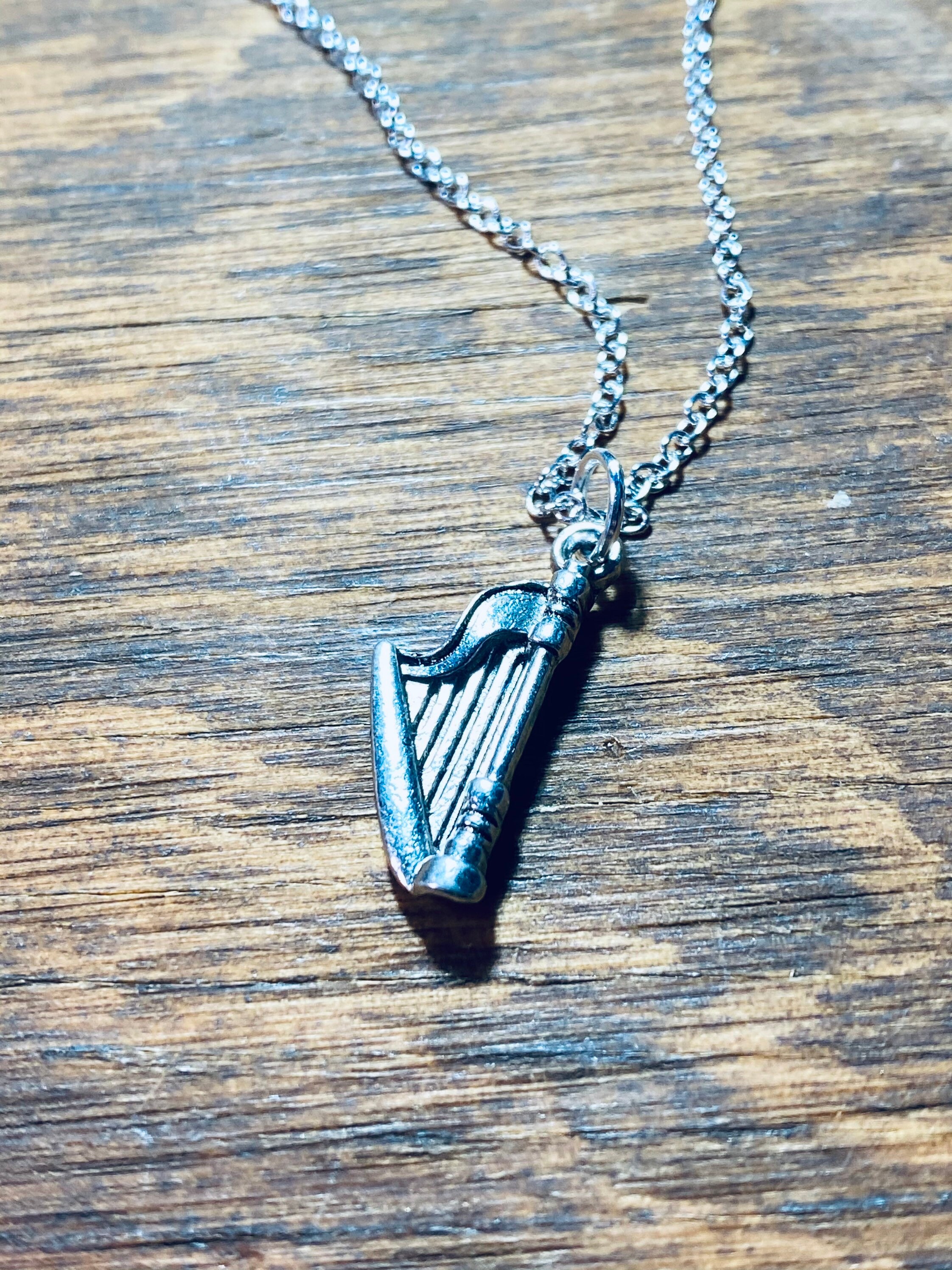 Harp Charm Necklace Silver Harp Music Charm Charm - Etsy UK