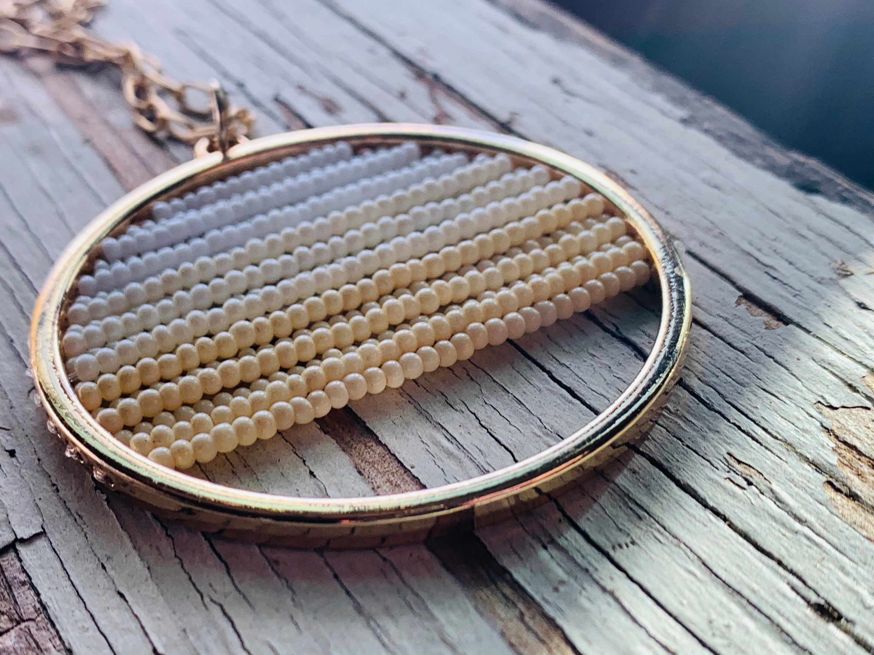 Beaded Circle Pendant Bohemian Style Beaded Pendant Gold - Etsy UK