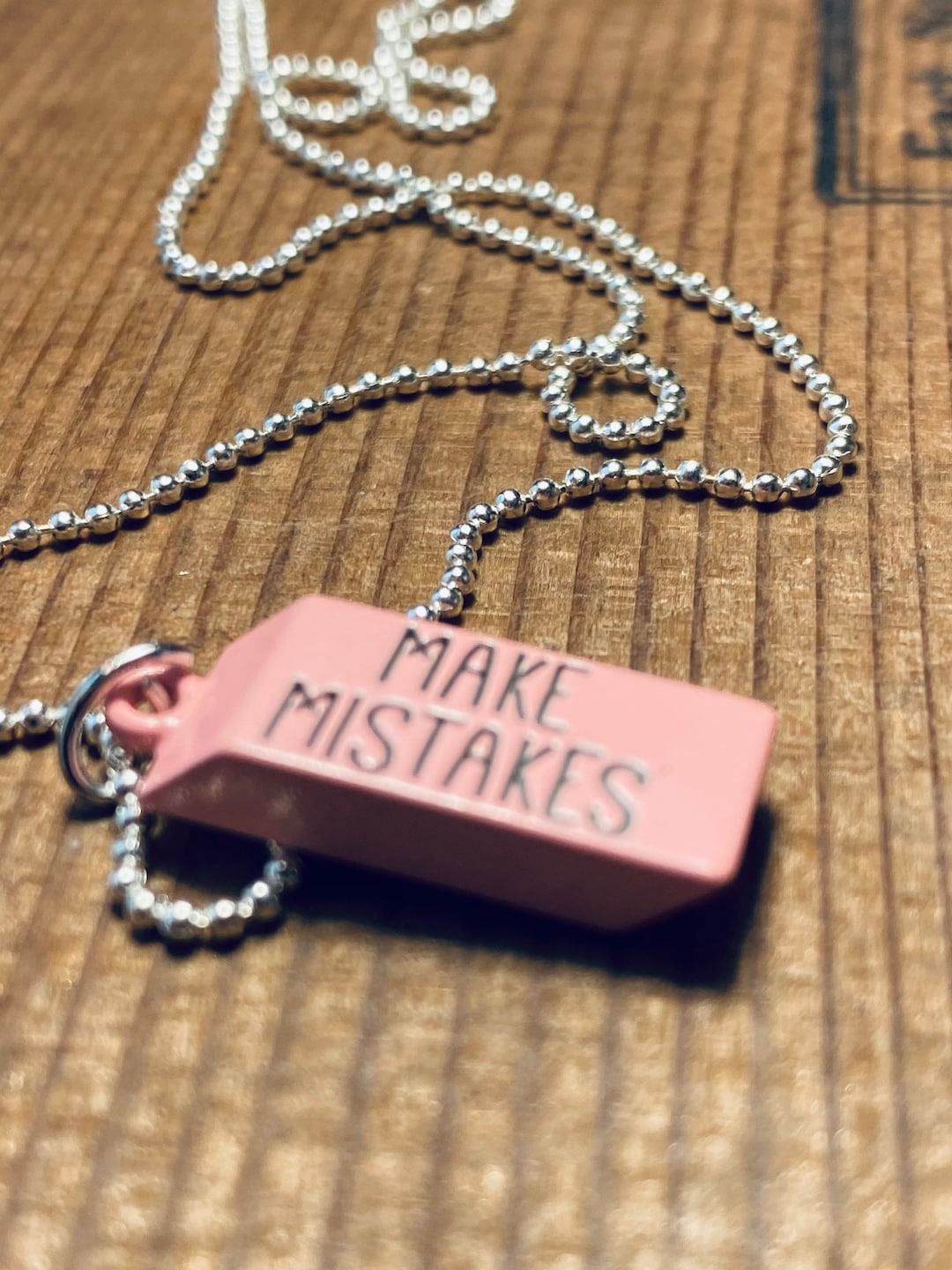 Make Mistakes Eraser Charm Necklace - Sterling Silver - Etsy