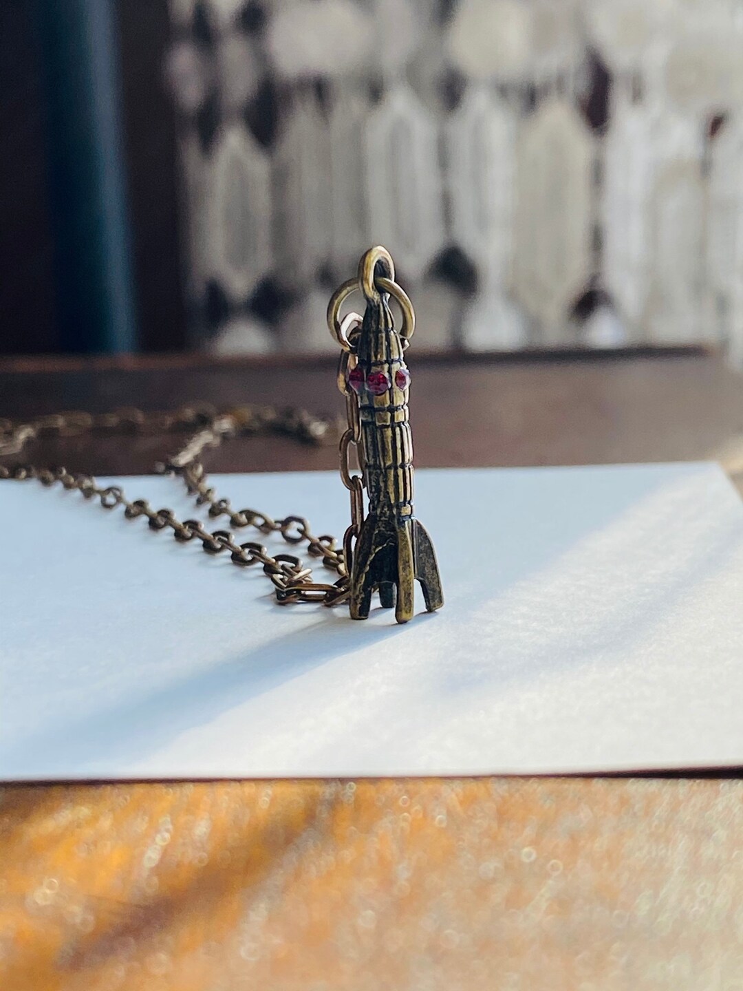 Rocket Necklace - Bronze Charm Necklace - Rocket Ship - Outer Space ...