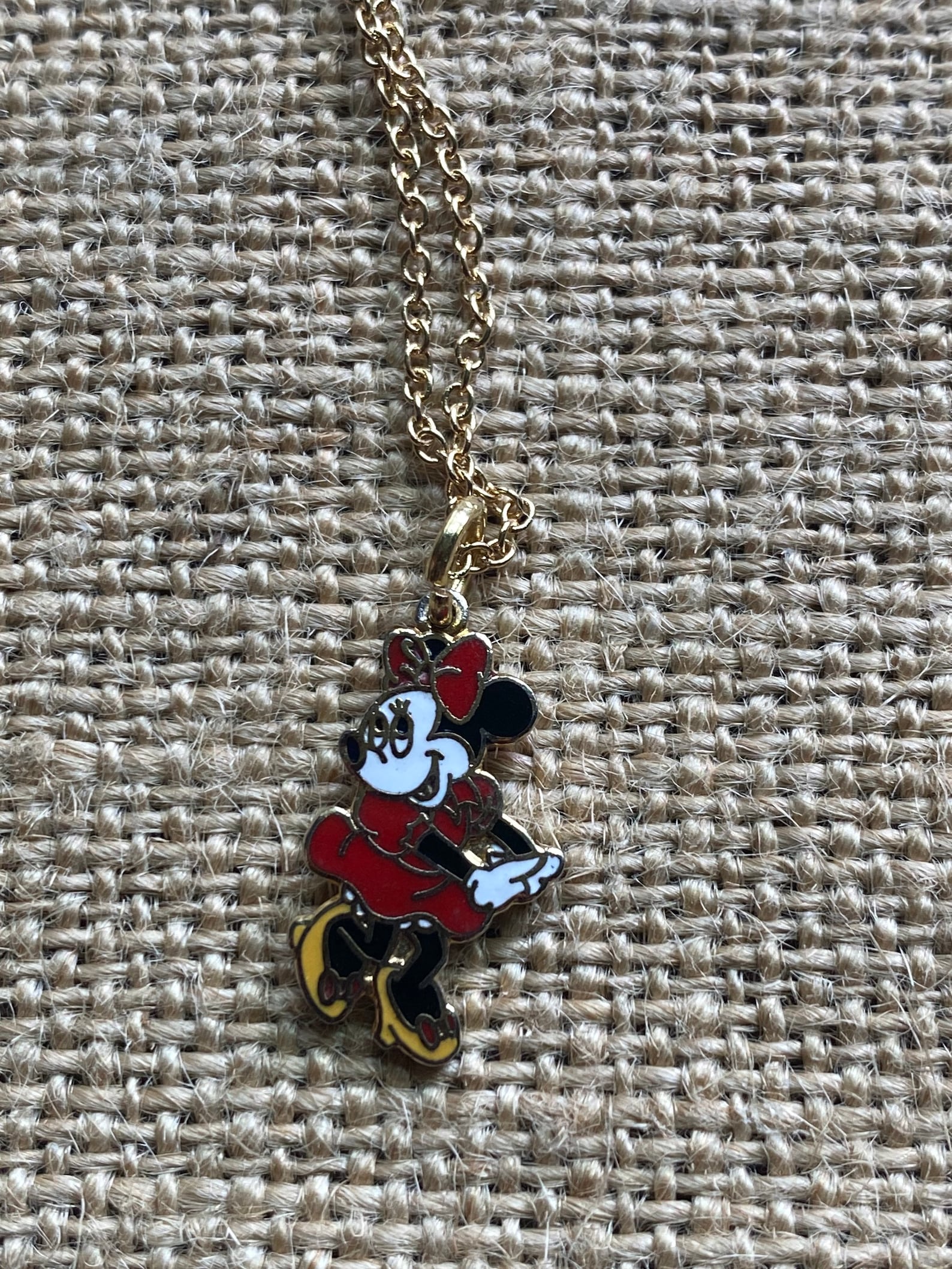 Minnie Mouse Charm Necklace Vintage Gold Charm Necklace - Etsy España
