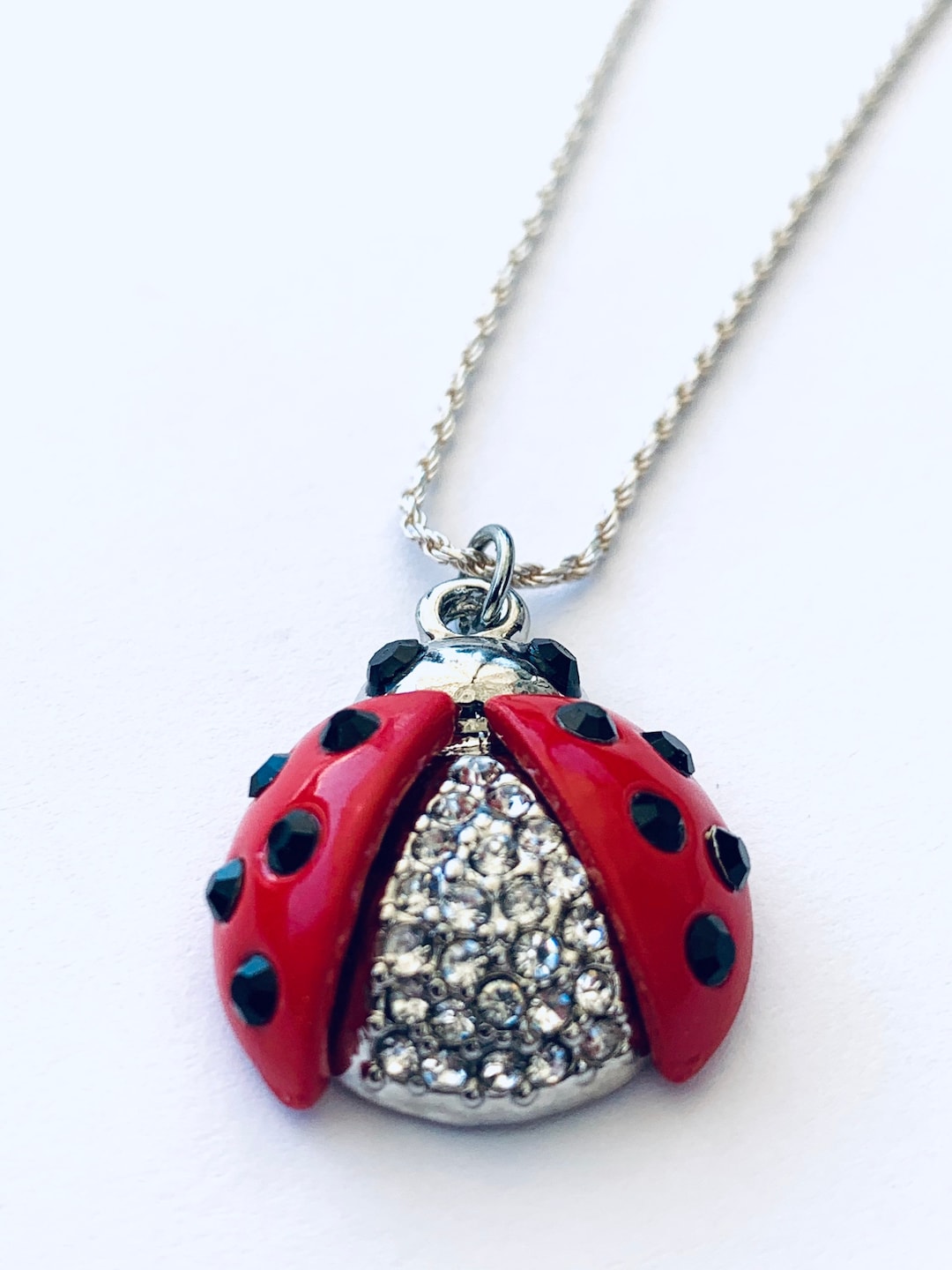 Ladybug Necklace - Sterling Silver Necklace - Ladybug Jewelry - Ladybug ...