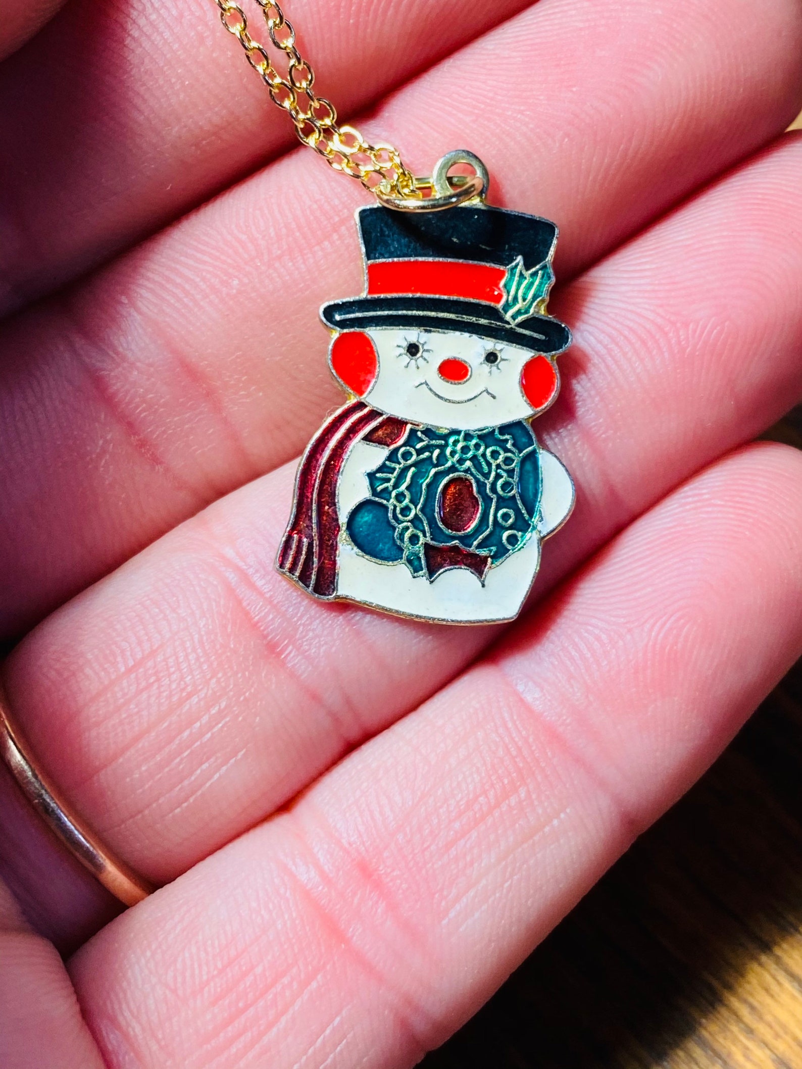 Snowman Necklace Holiday Charm Necklace Vintage Pendant Sterling Silver ...