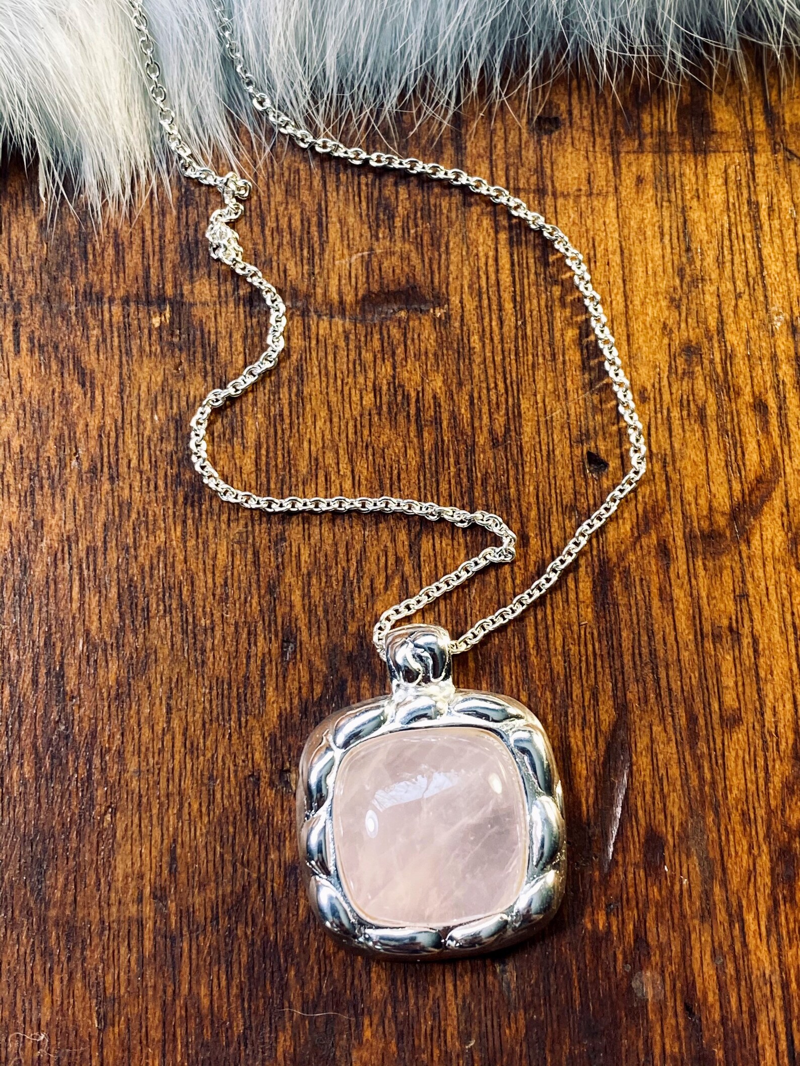 Rose Quartz Necklace Vintage Crystal Necklace Crystal - Etsy
