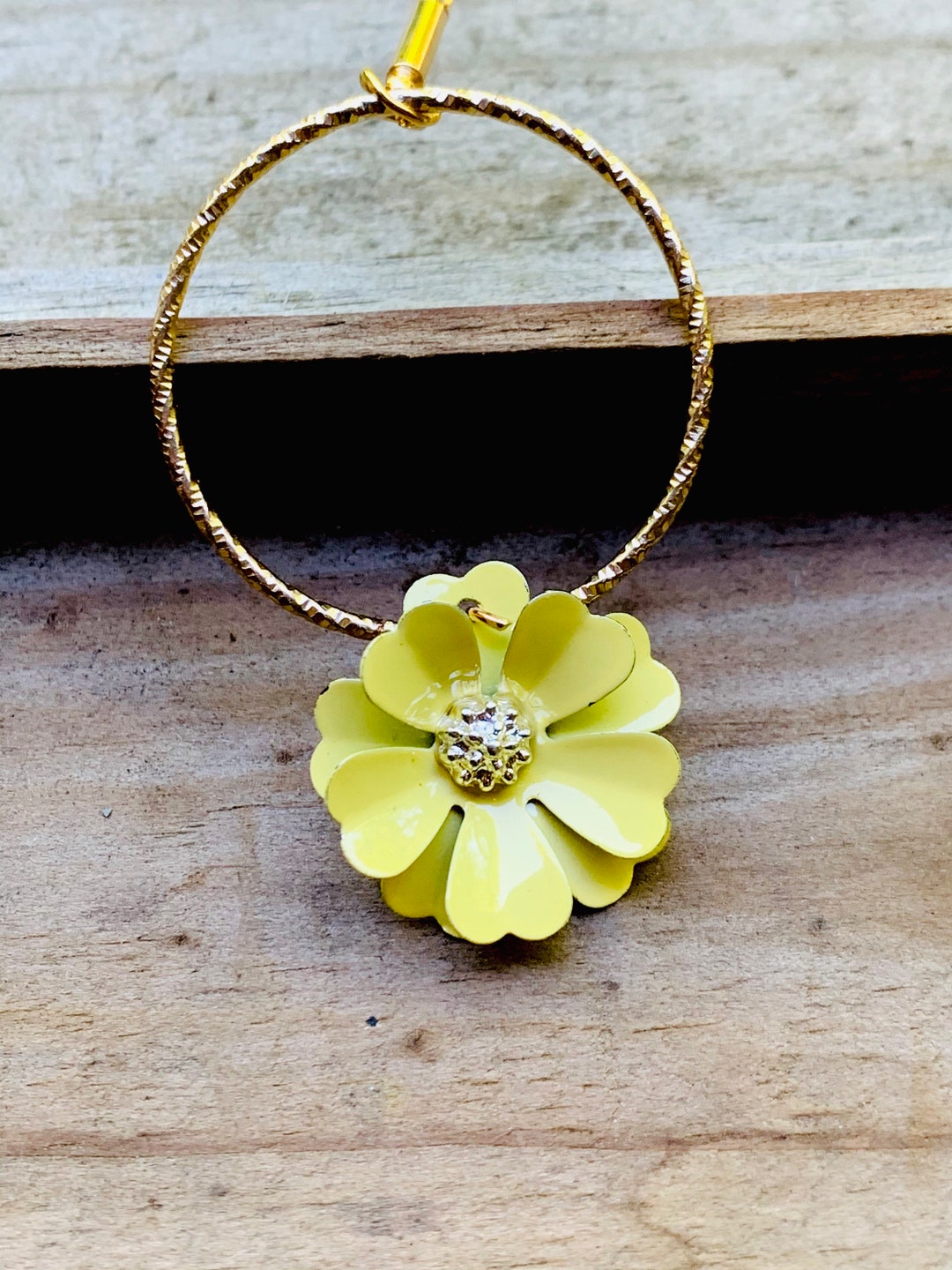 Yellow Flower Pendant: 14k Gold Floral Necklace - Etsy