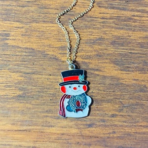 Snowman Necklace - Holiday Charm Necklace - Vintage Pendant - Sterling ...