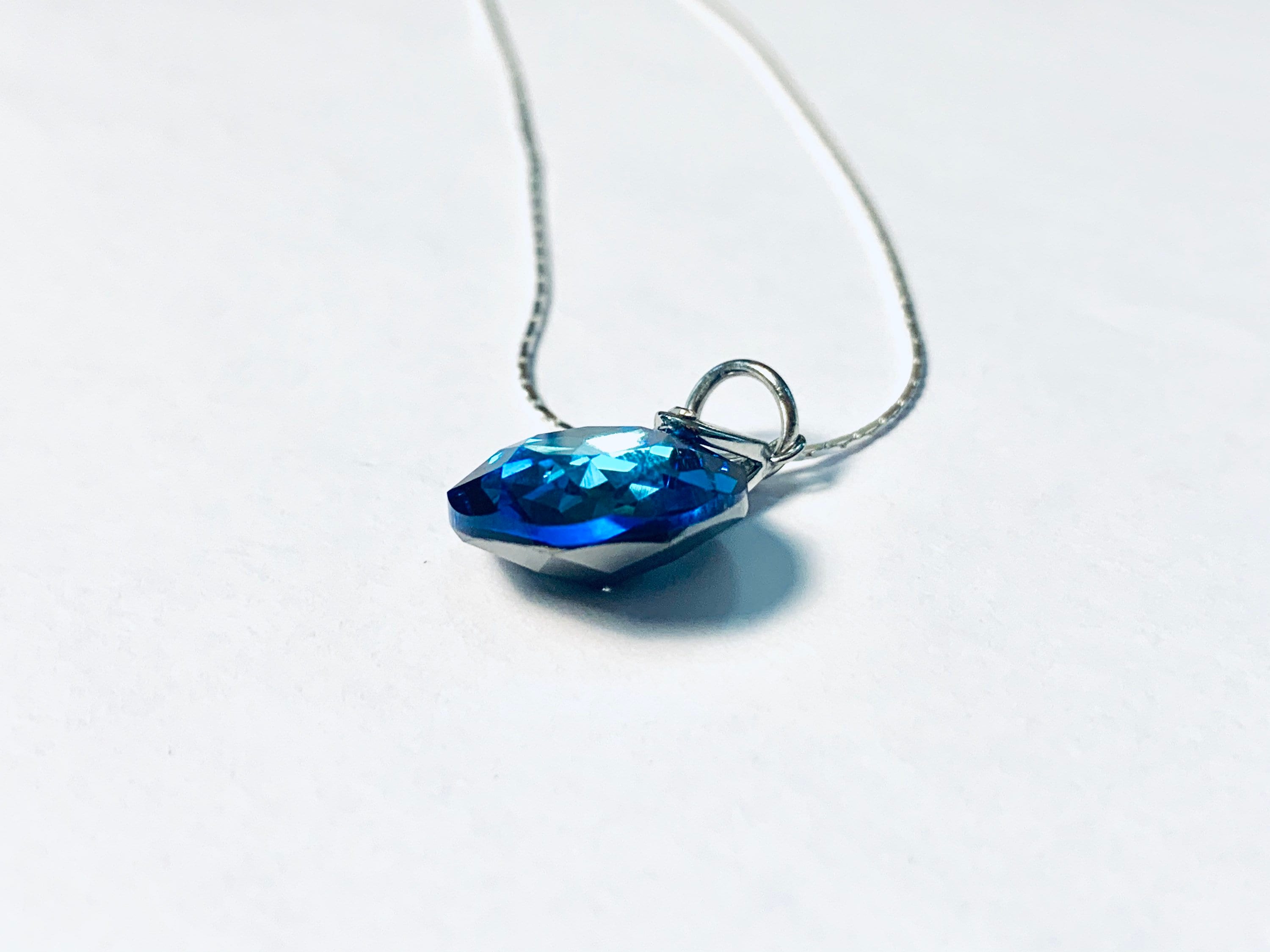 Genuine Swarovski Crystal Blue Circle Pendant Sterling | Etsy