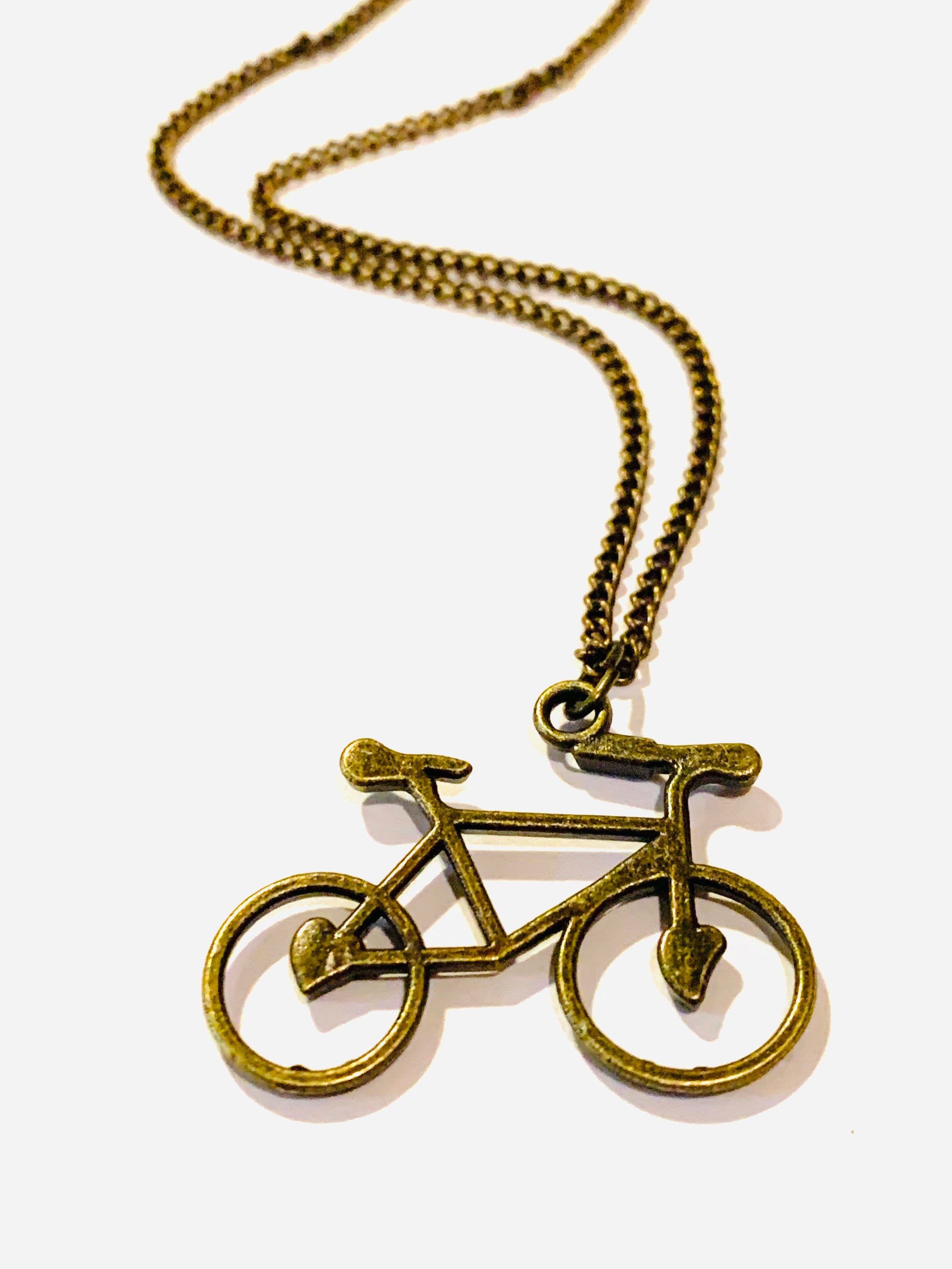 Collar de la bicicleta bronce bicicleta encanto collar | Etsy